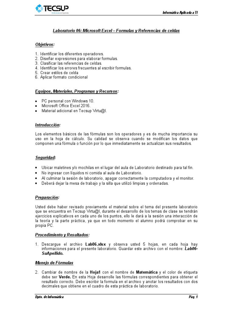 L06 Fórmulas y Referencias de Celdas PDF | PDF | Microsoft Excel ... L06 Fórmulas y Referencias de Celdas PDF | PDF | Microsoft Excel ...
