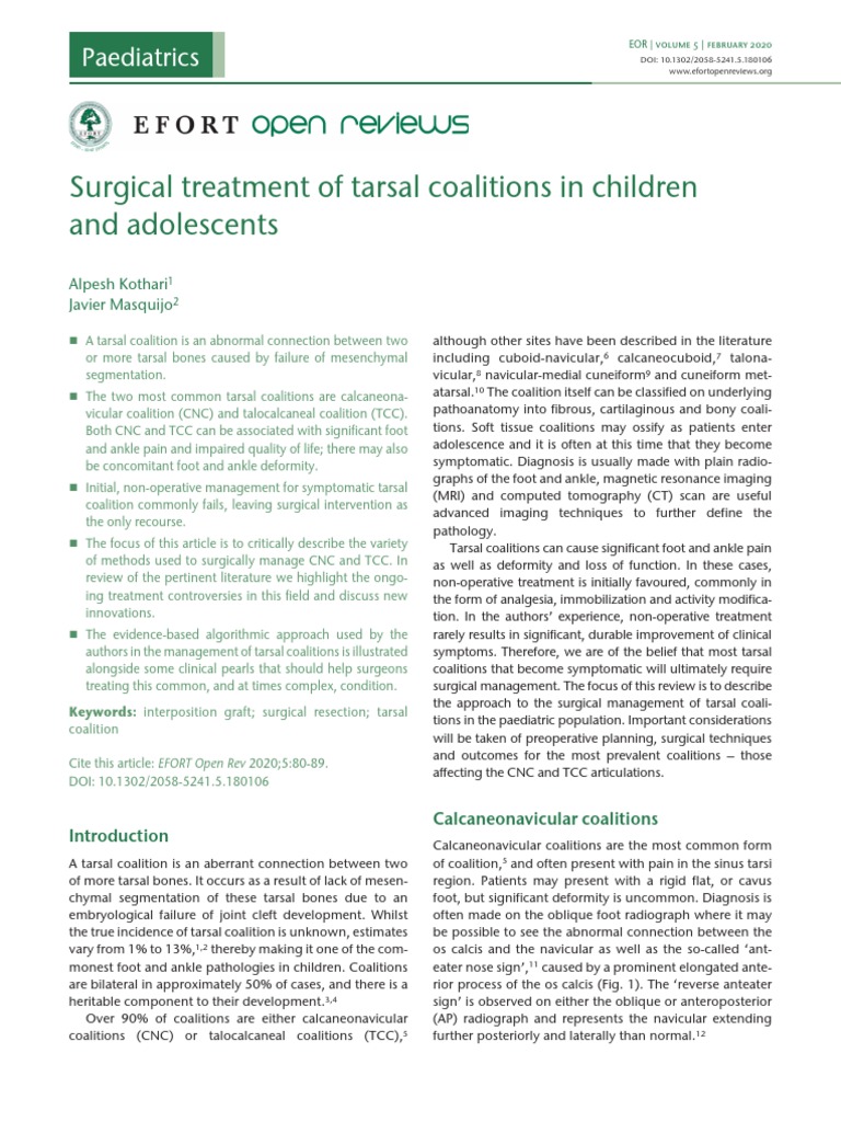 Surgical Treatment of Tarsal Coalitions in Children | PDF | Surgery | Foot