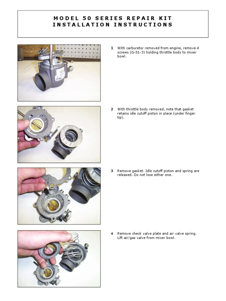 Model 50 Series Repair Kit Guide | PDF | Valve | Throttle