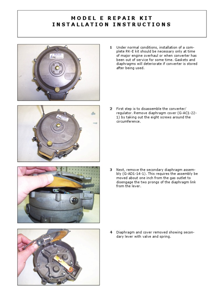 Step-by-step Instructions for Installing a Model E Repair Kit in a ...