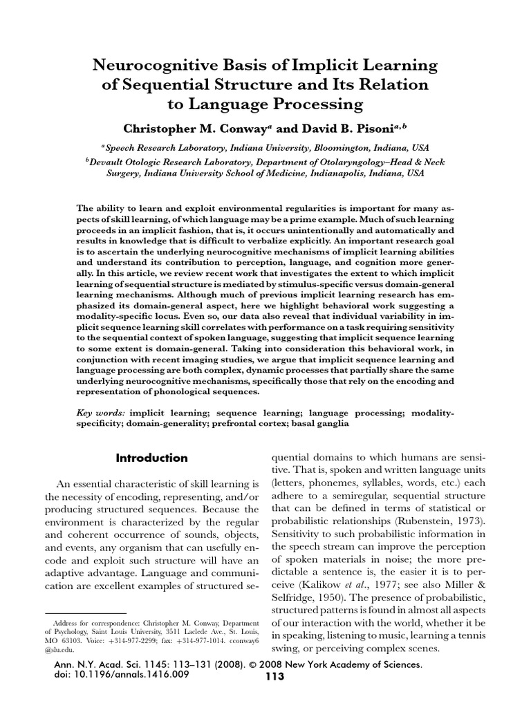 (Art) Neurocognitive Basis of Implicit Learning of Sequential Structure and Its Relation To ...