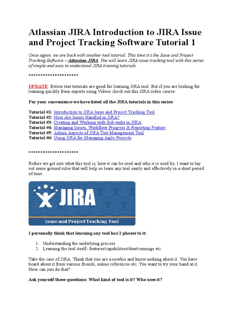 Atlassian JIRA Introduction To JIRA Issue and Project Tracking Software Tutorial 1 | PDF | Scrum ...