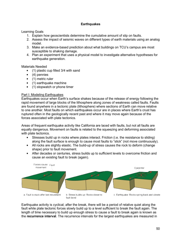 Earthquake Lab PDF | Download Free PDF | Earthquakes | Fault (Geology)