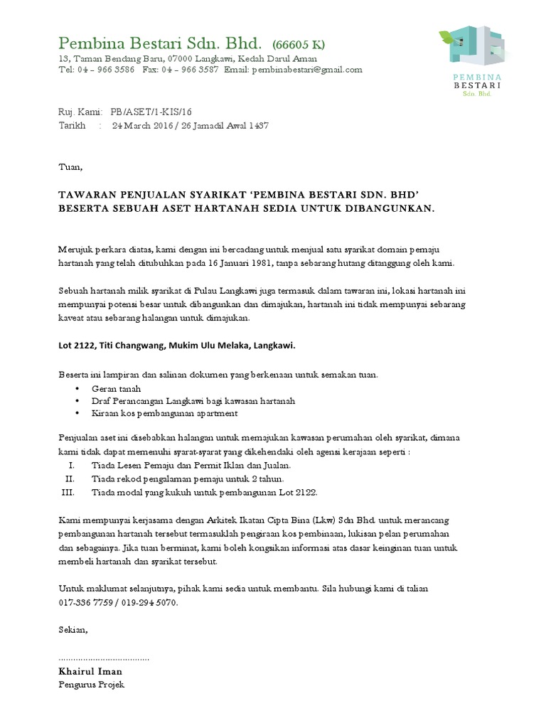 Surat Penjualan Syarikat | PDF