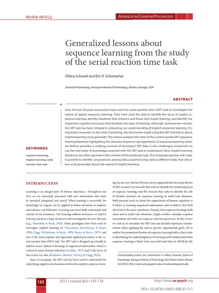 (Art) Generalized Lessons About Sequence Learning From The Study of The ...