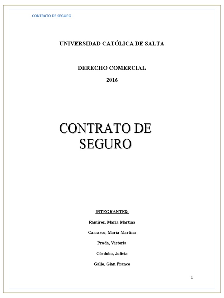 Unidad X Contrato de Seguro | PDF | Póliza de seguros | Seguro