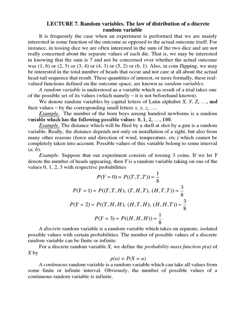 Law of Distribution of Discrete Random Variables | PDF | Expected Value | Probability Distribution