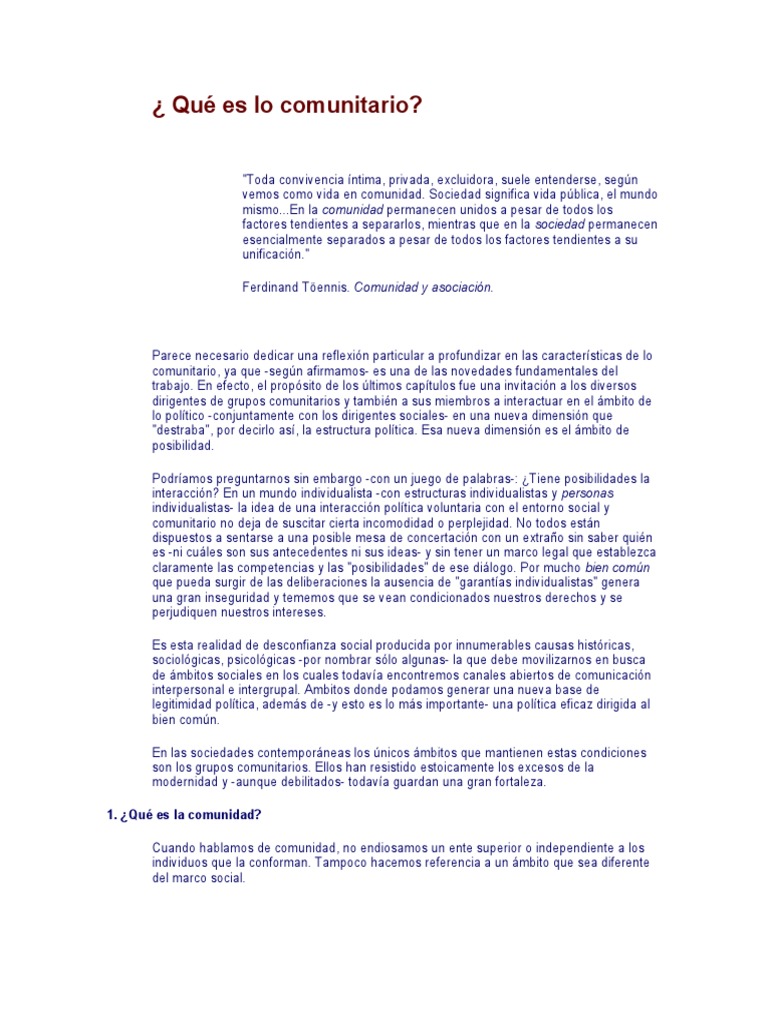 Qué es lo comunitario | PDF | Verdad | Sociedad
