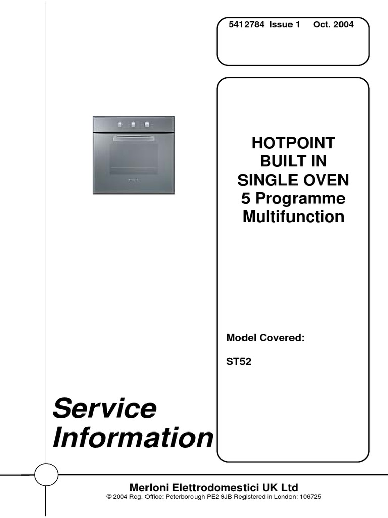 Service Information: Hotpoint Built in Single Oven 5 Programme ...