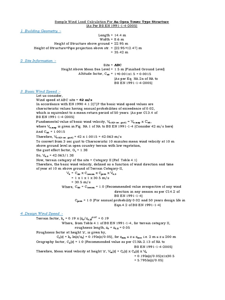 Wind Load Calculation for Towers | PDF | Wind Speed | Wound