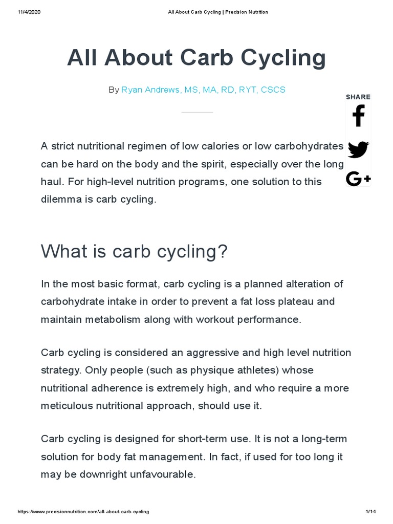 Carb Cycling - Precision Nutrition | PDF | Dieting | Low Carbohydrate Diet