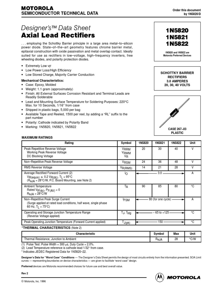 1N5822 Diode Shokttky PDF | PDF | Diode | Rectifier