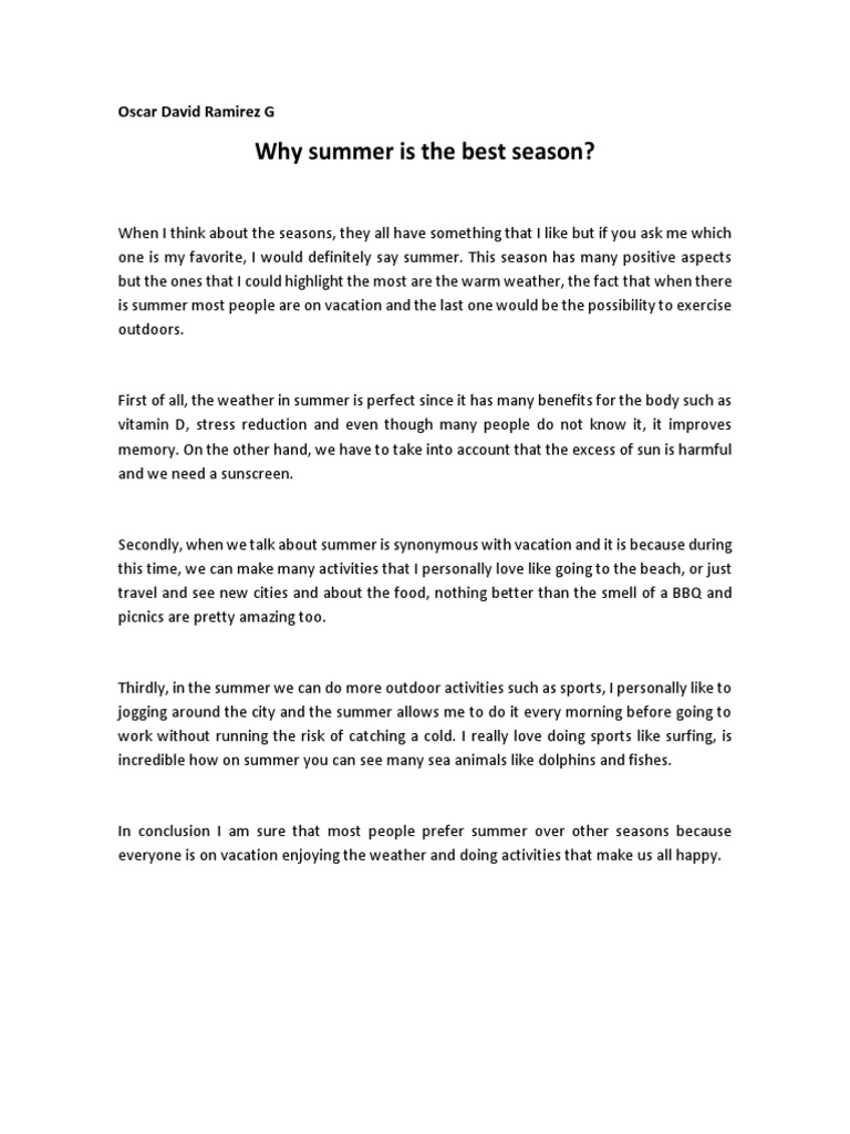 Why Summer is the Best Season | PDF | Travel | Lifestyle