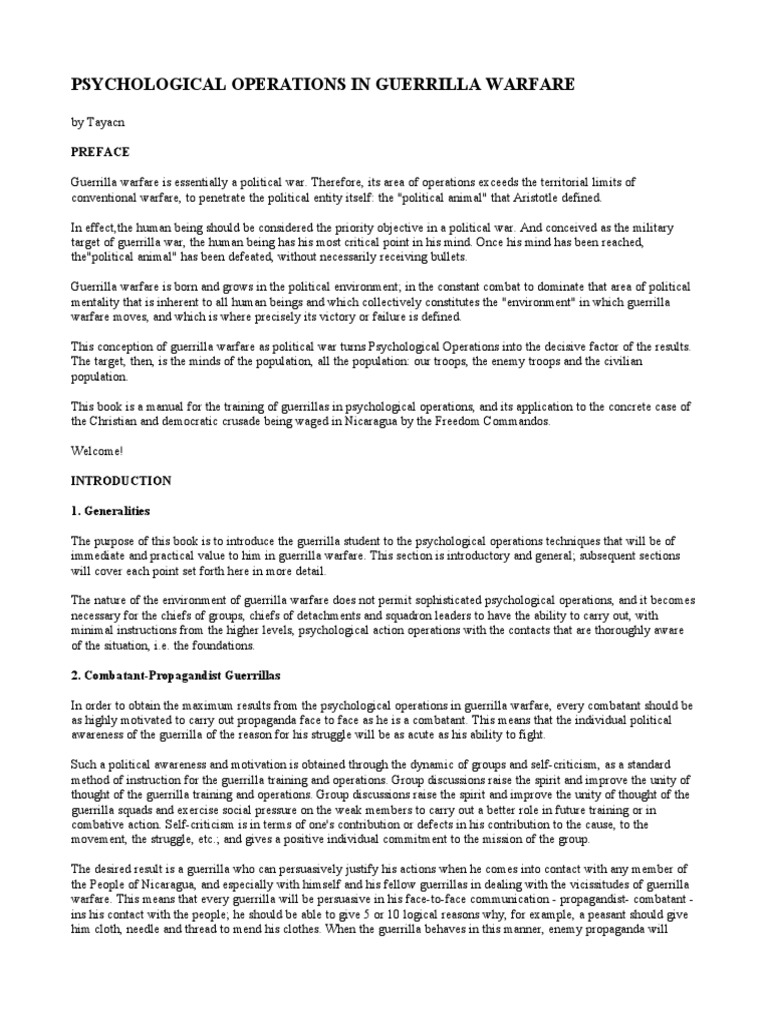 Psychological Operations in Guerrilla Warfare: Preface | PDF | Guerrilla Warfare | Propaganda