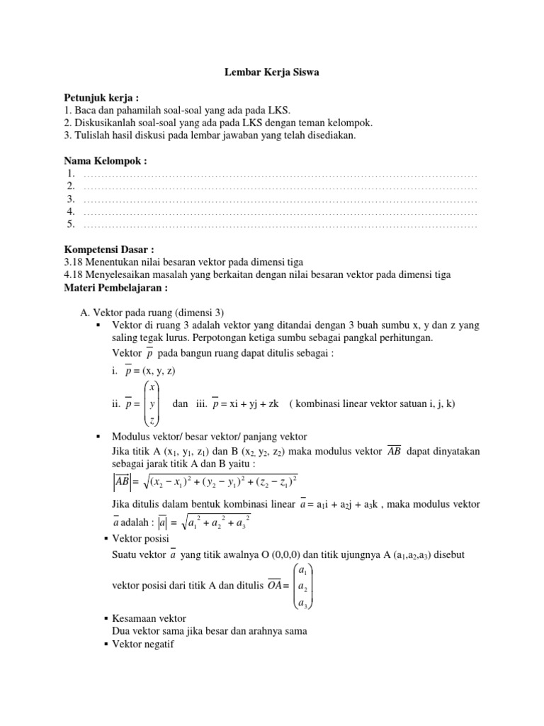 LKS Vektor Dimensi 3 | PDF