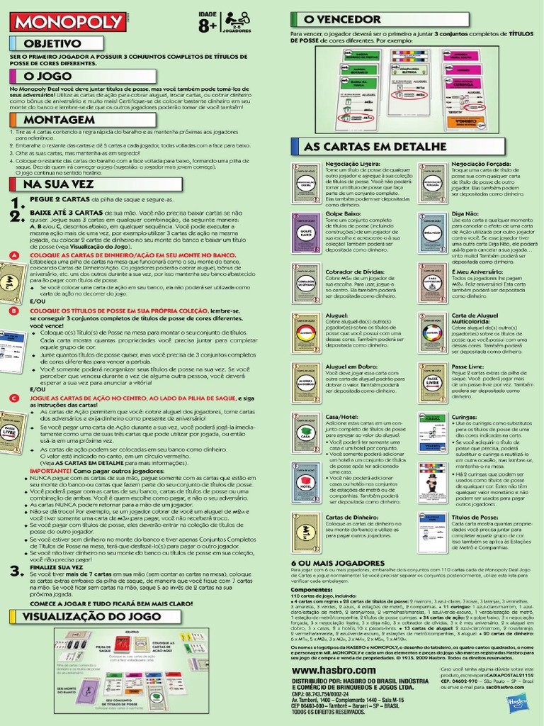 Monopoly Deal Jogo Regras 7940 | PDF
