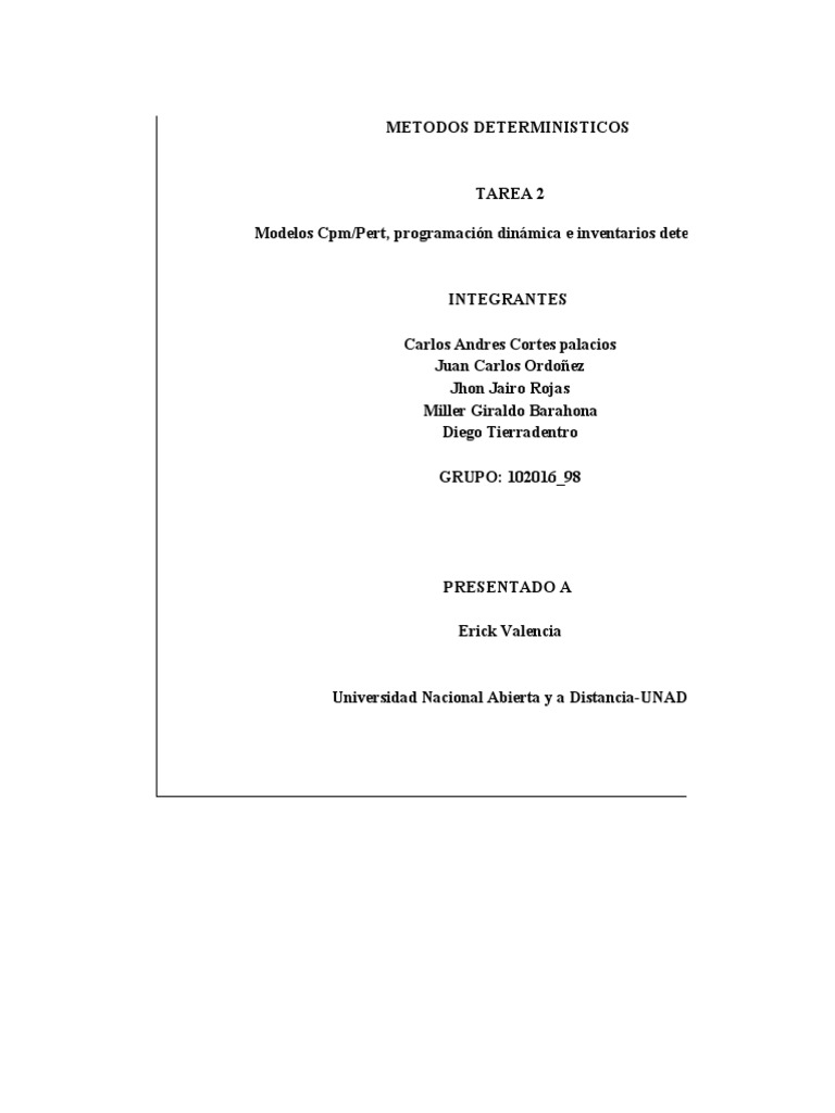 Metodos Deterministicos | PDF | Métodos matemáticos y cuantitativos (economía) | Enseñanza de ...