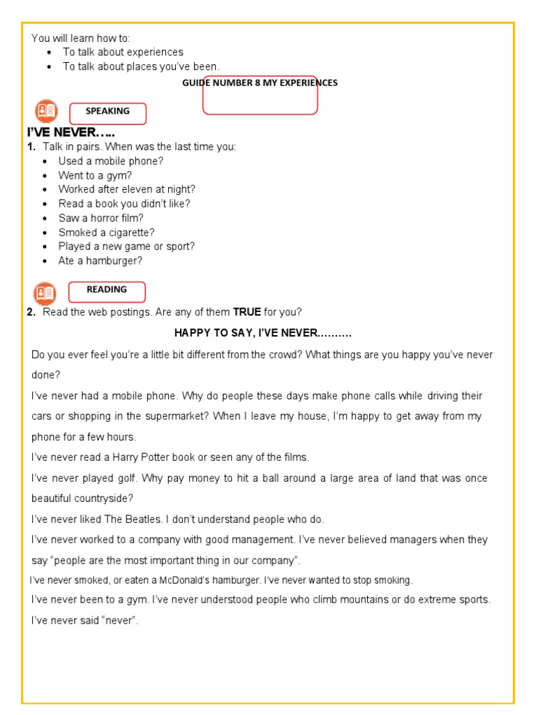 Discussing Life Experiences and Activities | PDF | Syntax | Language ...