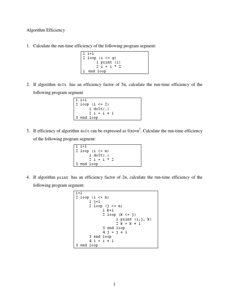 Homework - Algorithm Efficiency | PDF