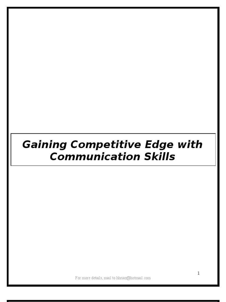 Communication Skills - Handout - 1 | PDF | Nonverbal Communication ...