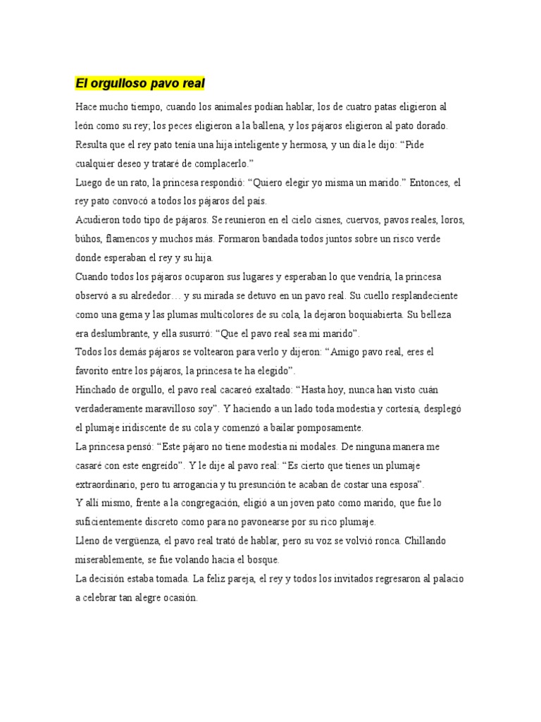 El Orgulloso Pavo Real | PDF | Aves