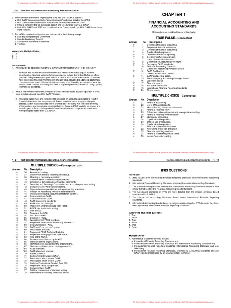 Chapter 1 Test Bank - Booklet PDF | PDF | Financial Accounting ...