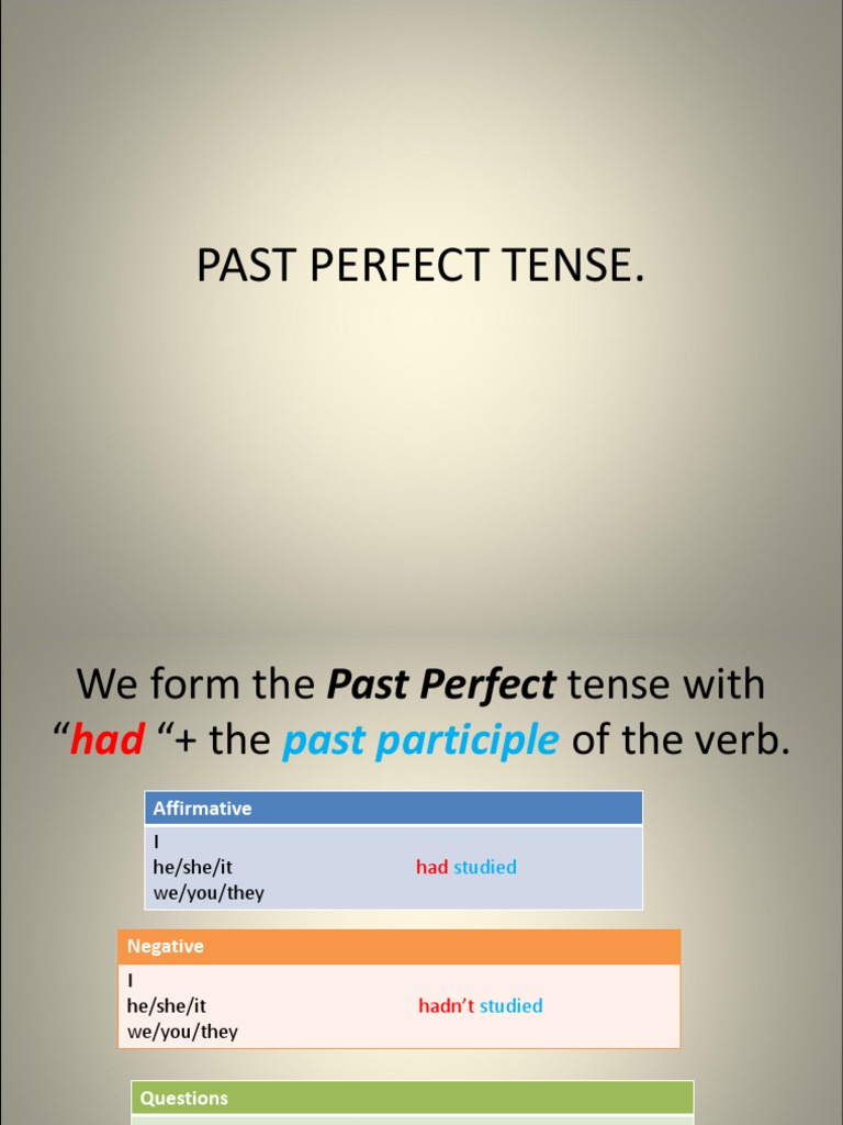 Past Perfect Tense PDF | PDF