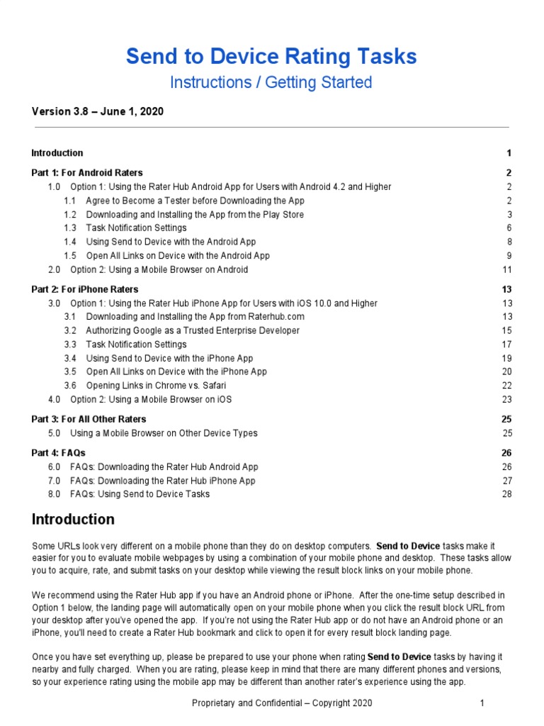 Send To Device Rating Tasks: Instructions / Getting Started | PDF | Ios | Mobile App