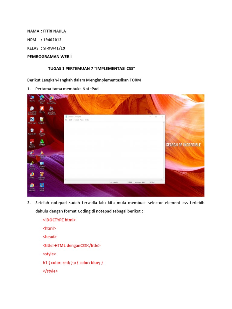 Pemrograman Web I Tugas Pertemuan 7 "Implementasi CSS" | PDF | Komputer