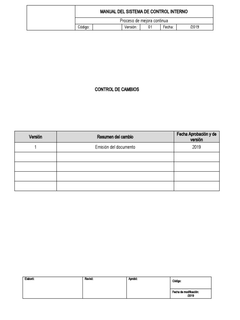 Manual de Sistema de Control Interno | PDF | Planificación | Auditoría
