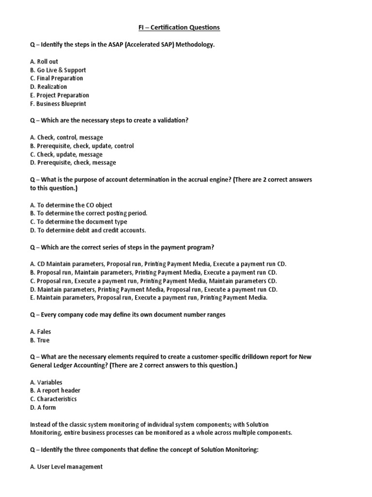 Understanding Sap Certification Sample Questions From The Fi