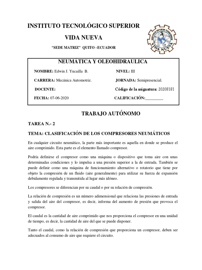 Clasificación de Los Compresores | PDF | Pistón | Líquidos