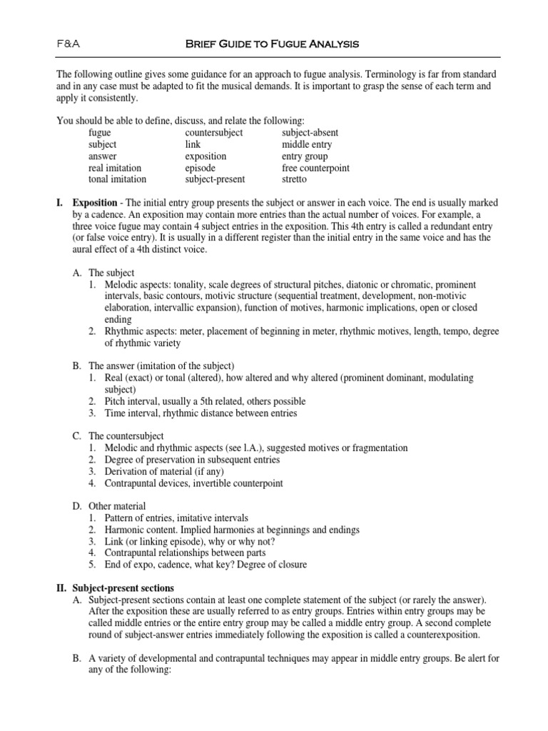 Fugue Analysis Guide | PDF | Musical Forms | Classical Music