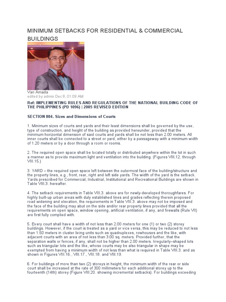 Minimum Setbacks For Residential | PDF | Building | Architectural Design