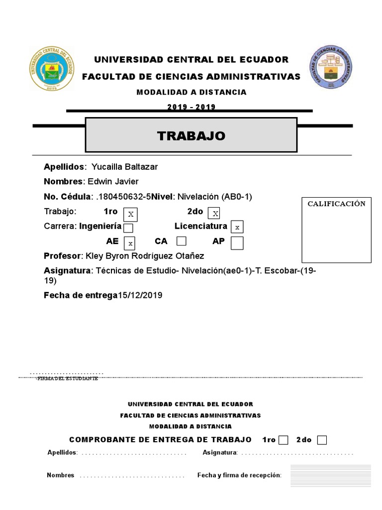 CARÁTULA UCE | PDF | Adultos | Aprendizaje