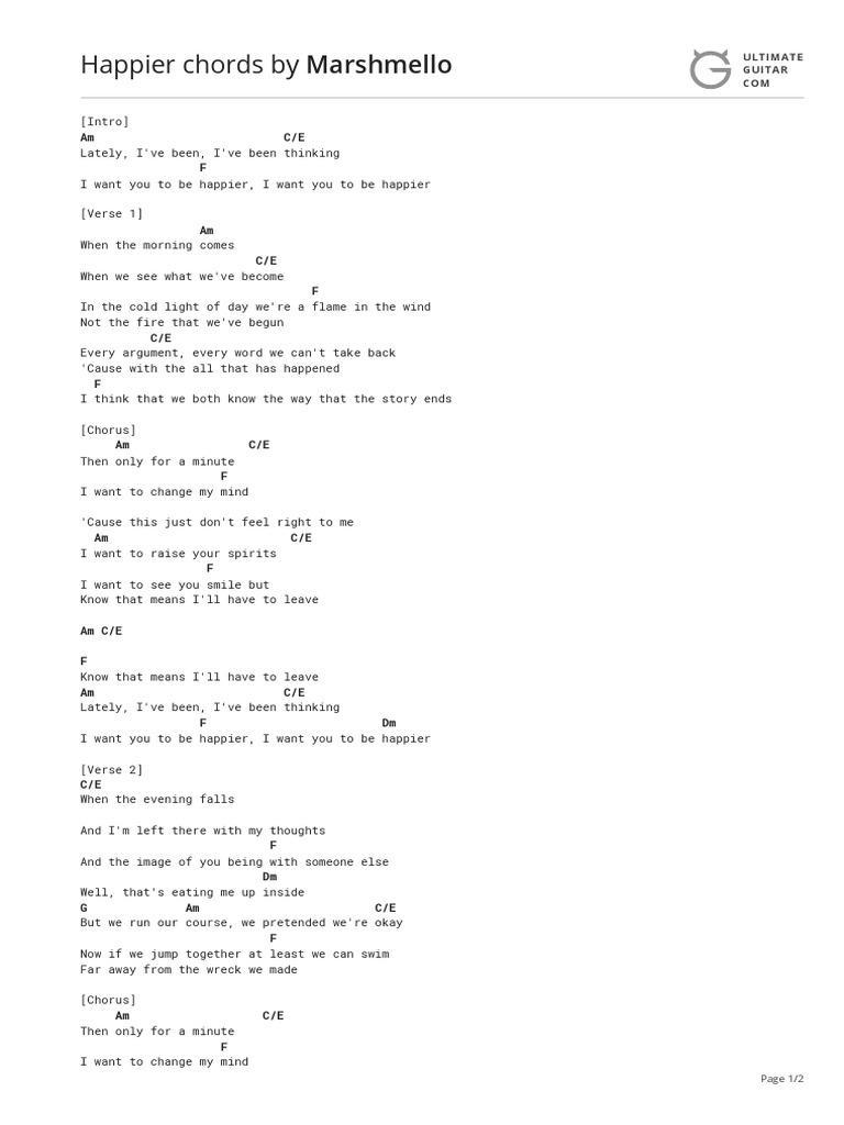 Happier Chords by Marshmello: Am C/E F | PDF | Song Structure | Songs