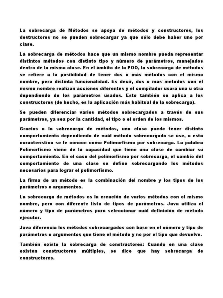 La Sobrecarga de Métodos Se Apoya de Métodos y Constructores | PDF ...