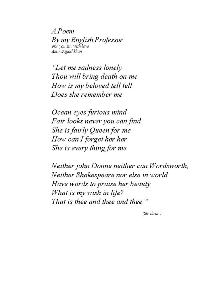 An English Poem by My Teacher | PDF