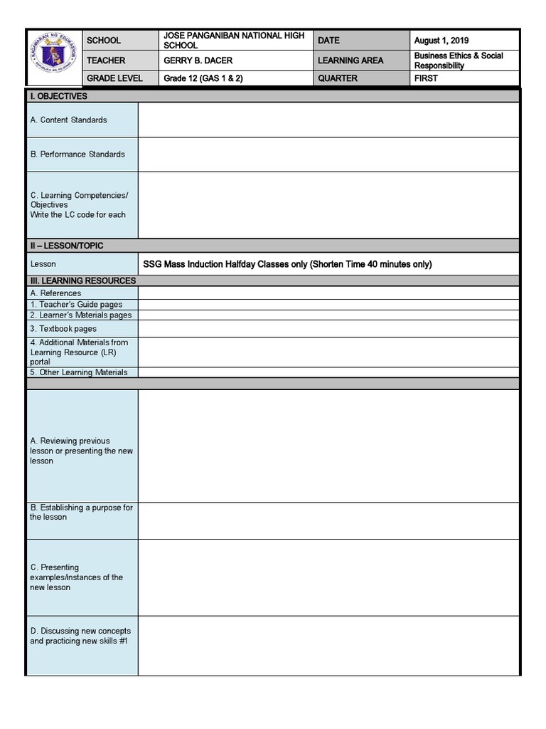 JP NHS Business Ethics Lesson Plan | PDF