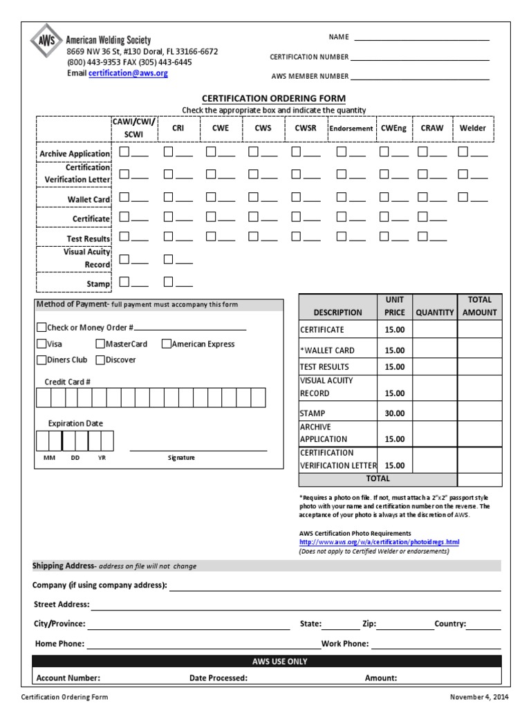 Certification Order Form | PDF | Payments | Banking