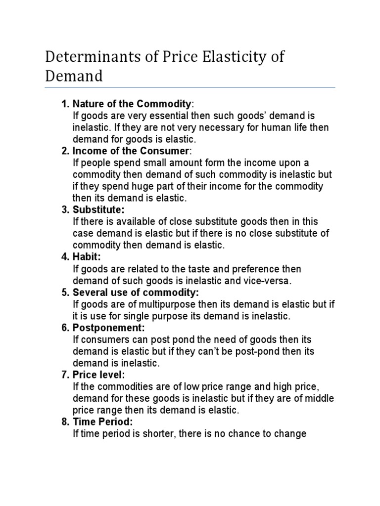 Determinants of Price Elasticity of Demand | PDF | Demand | Price ...