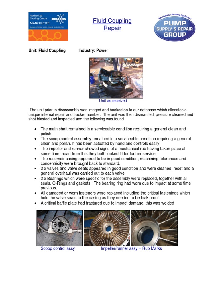 Fluid Coupling Repair Process | PDF | Leak | Valve