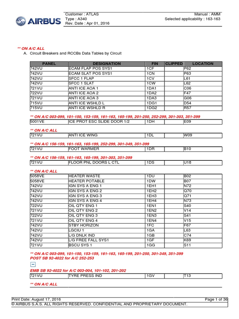 Circuit Breaker A340 | PDF | Aircraft | Aviation