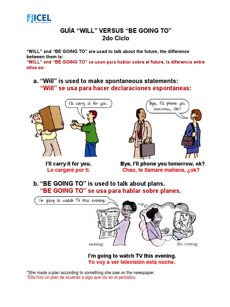 05 Guía WILL VERSUS BE GOING TO 2 Ciclo | PDF