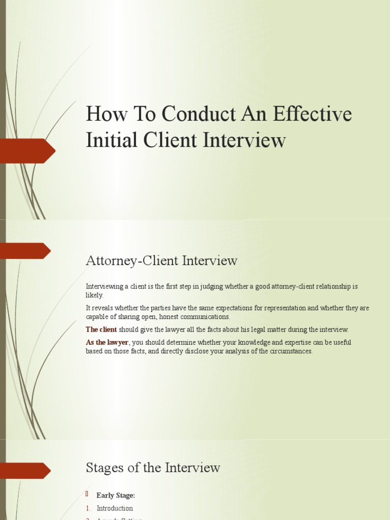 How To Conduct An Effective Initial Client Interview | PDF | Attorney ...