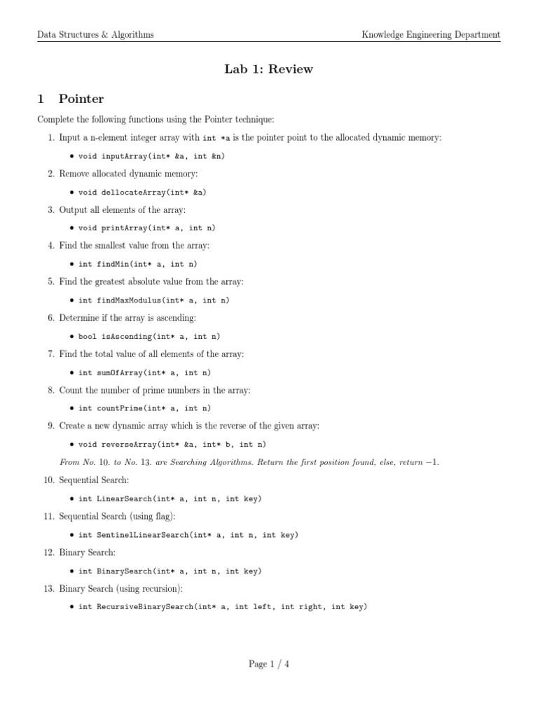 Lab 1 Review 1 Pointer Pdf Queue Abstract Data Type Integer Computer Science