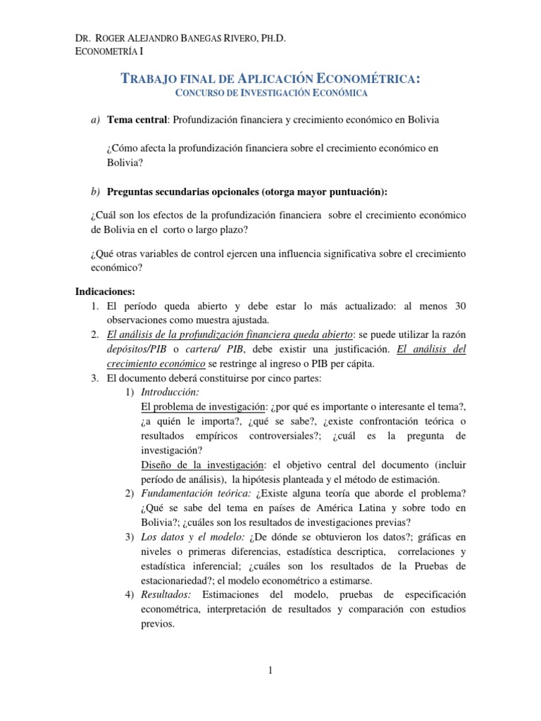 Trabajo Final para Econometría | PDF | Business