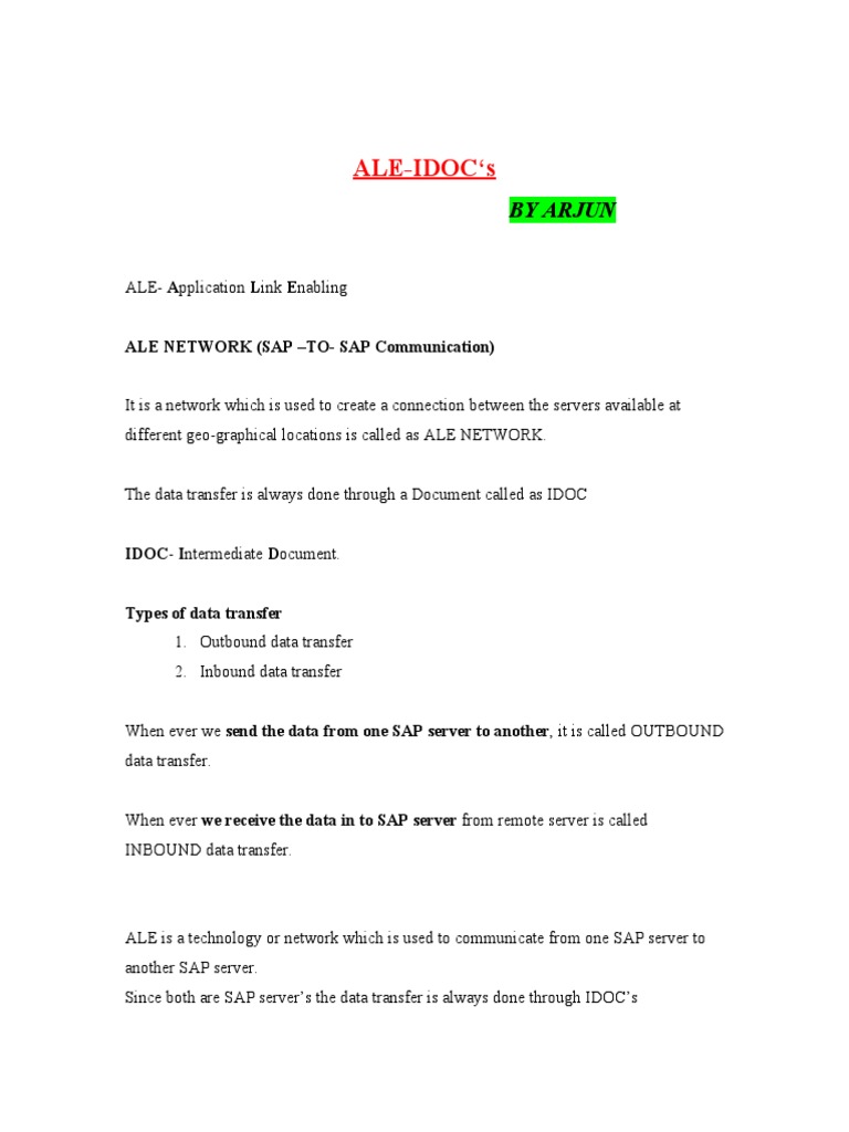 Ca-Ale Idoc | PDF | Electronic Data Interchange | Computer Network