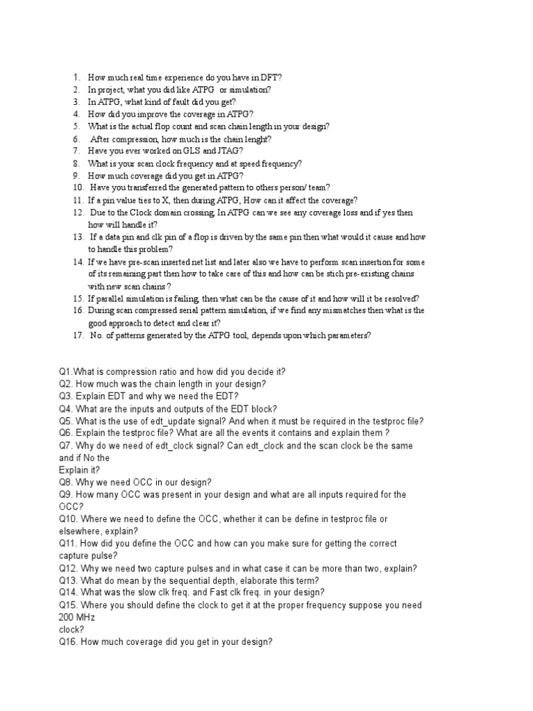 DFT Interview Questions | PDF | Electronic Design | Computing