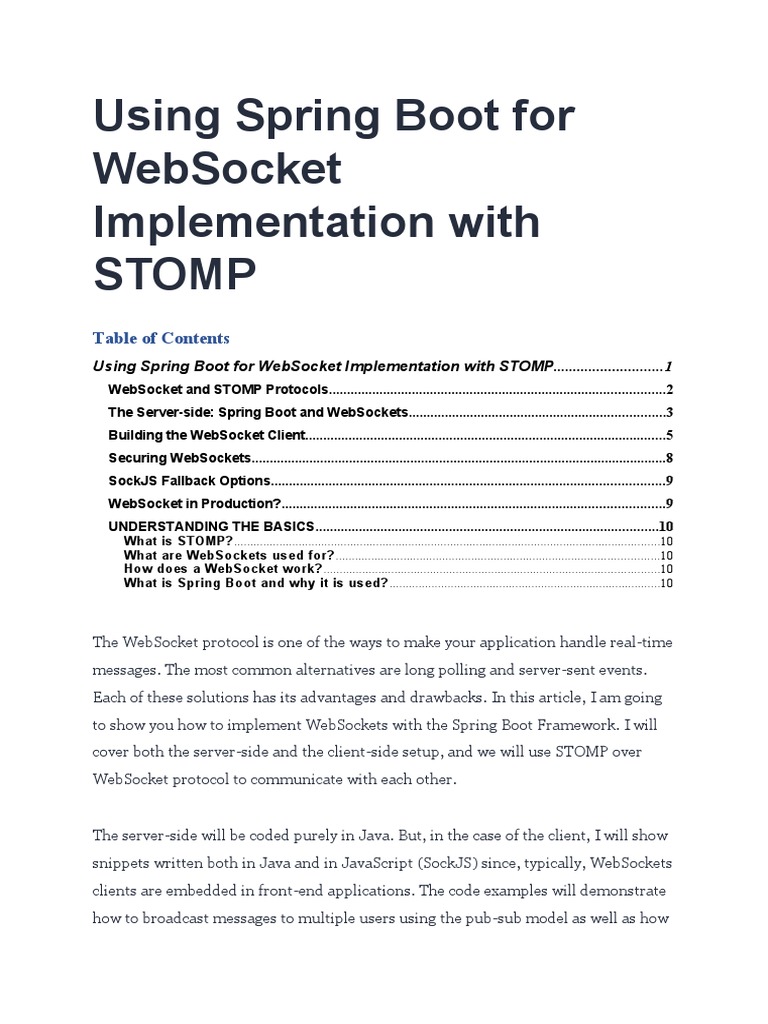 Spring WebSocket With STOMP | PDF | Representational State Transfer | Hypertext Transfer Protocol